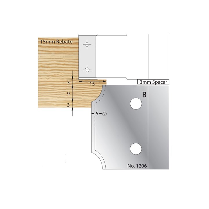 9mm for 15mm Rebate Window Profile Cutter in HSS - 1206