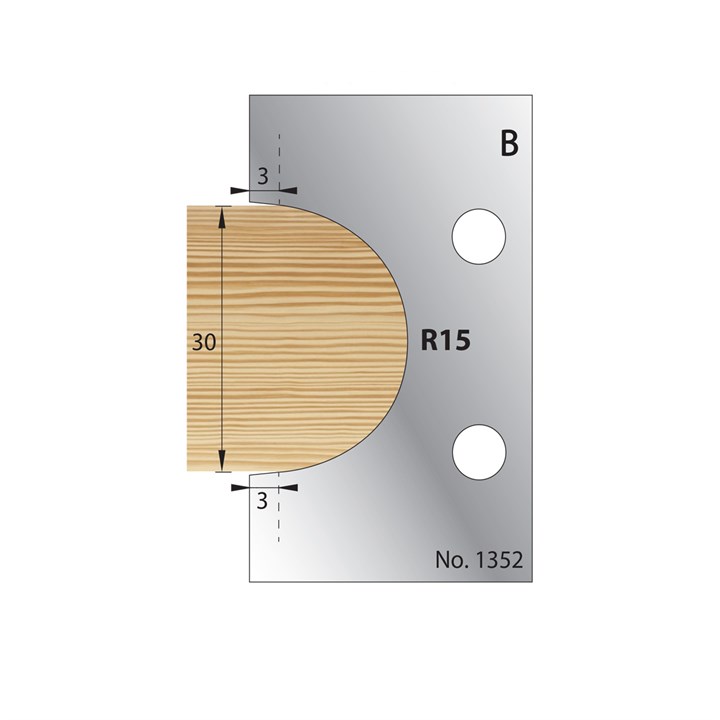 30mm Dia (R15) Bullnose Profile Cutter in TCT - 1352