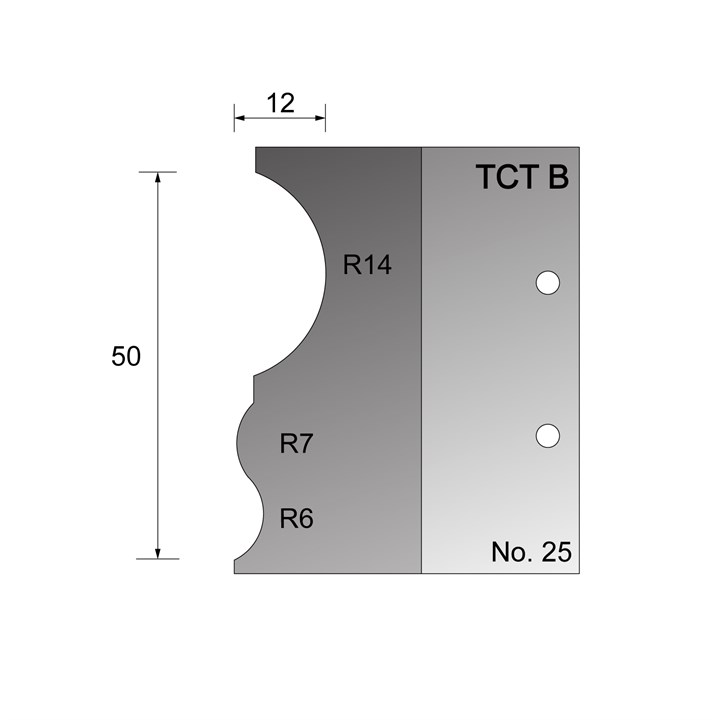 50 x 12mm Handrail Profile Cutter in TCT - 25