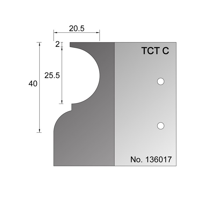 40mm Bolection Profile Cutter in TCT - 136017