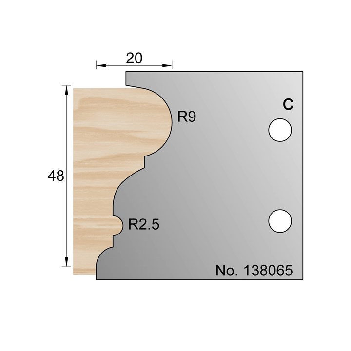 R9 & R2.5 Bolection Profile Cutter in HSS - 138065