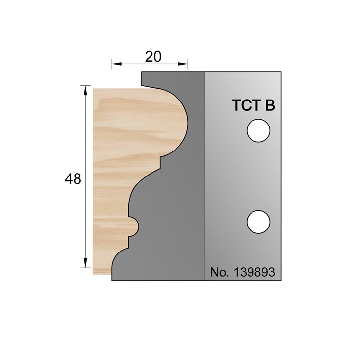 20 x 48mm Bolection Profile Cutters in TCT - 139893
