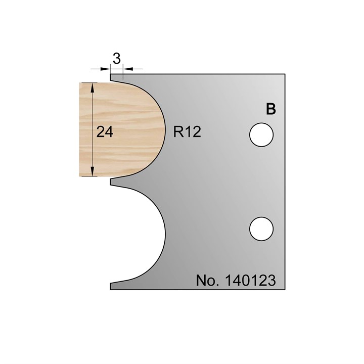 24mm Dia (R12) Bullnose Profile Cutter in HSS - 140123