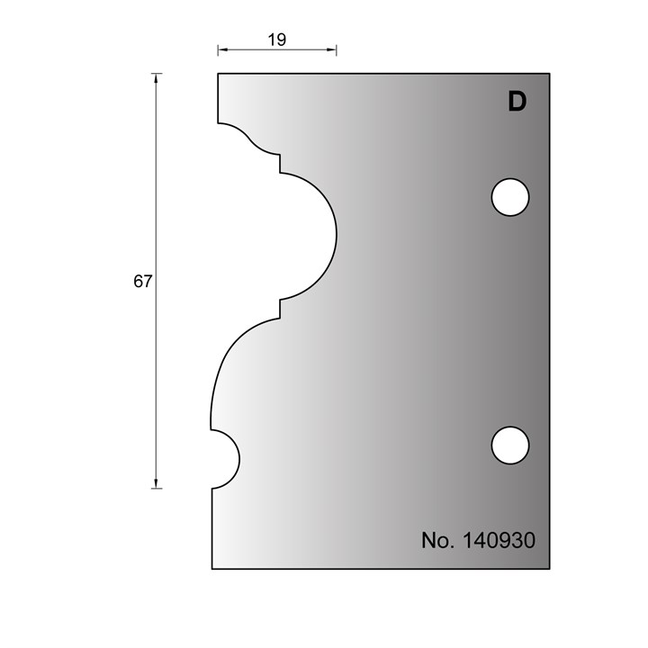 67 x 19mm Astragal Profile Cutter in HSS - 140930