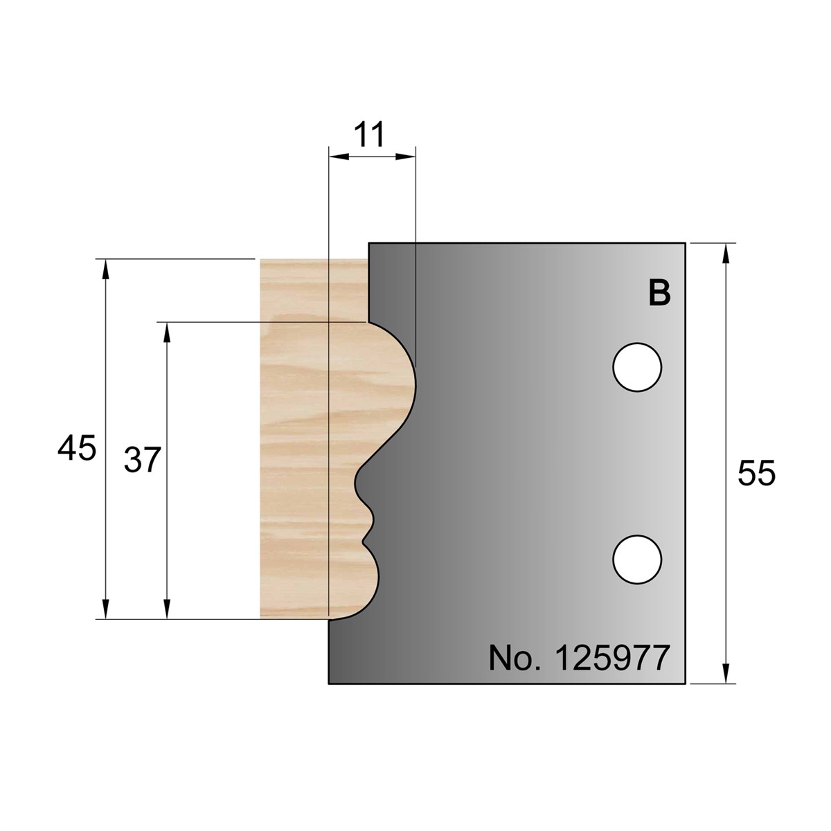 37 x 11mm Skirting Profile Cutter in HSS - 125977