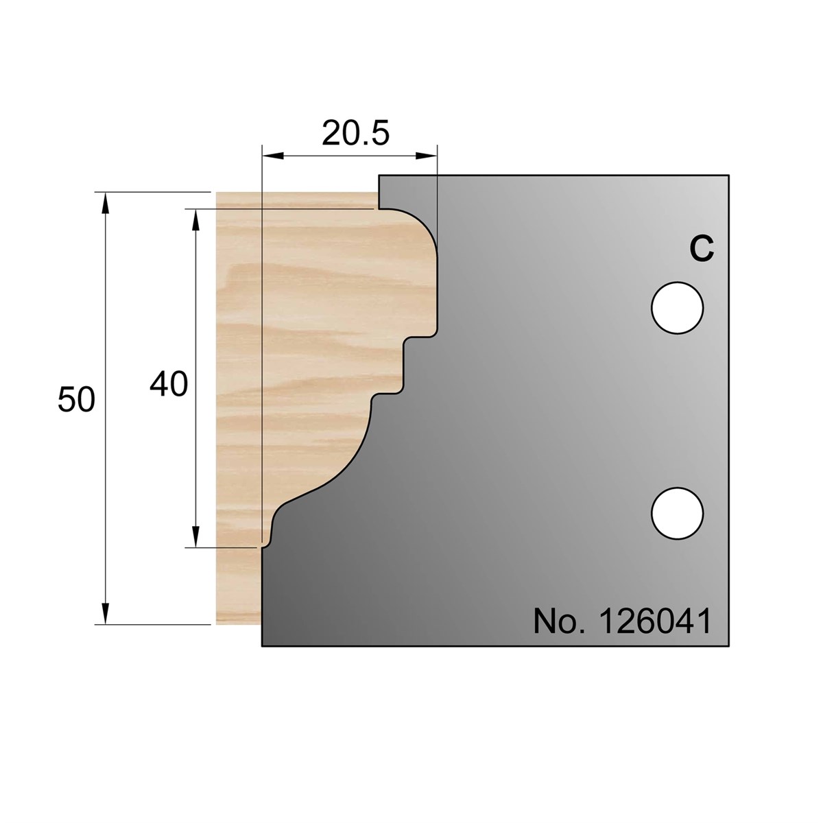 50 x 20.5mm Bolection Profile Cutter in HSS - 126041