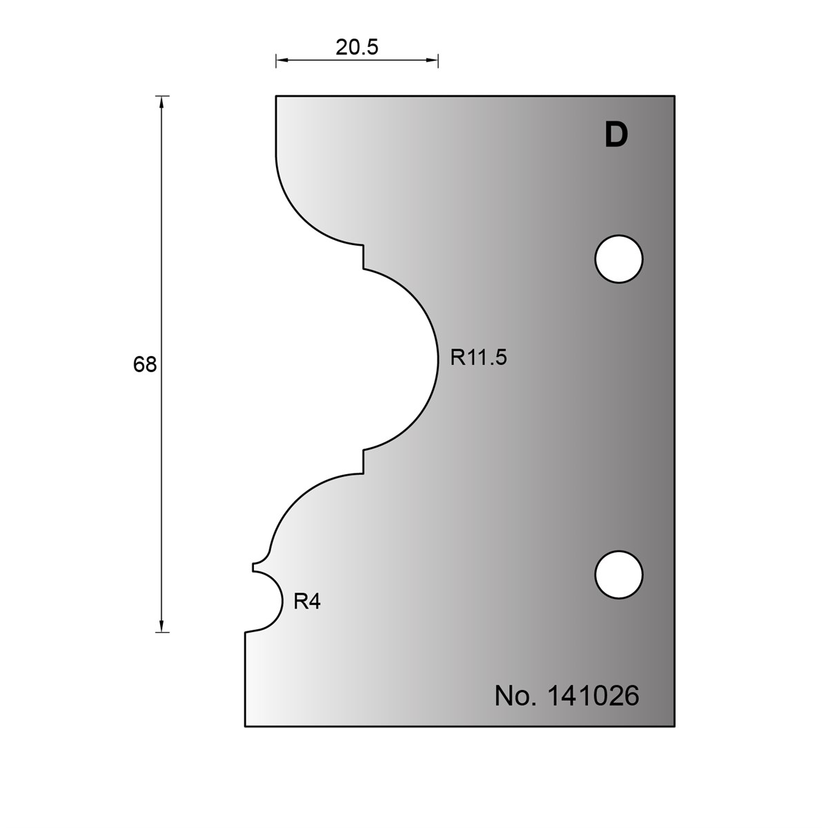 68 x 20.5mm Astragal Profile Cutter in HSS - 141026